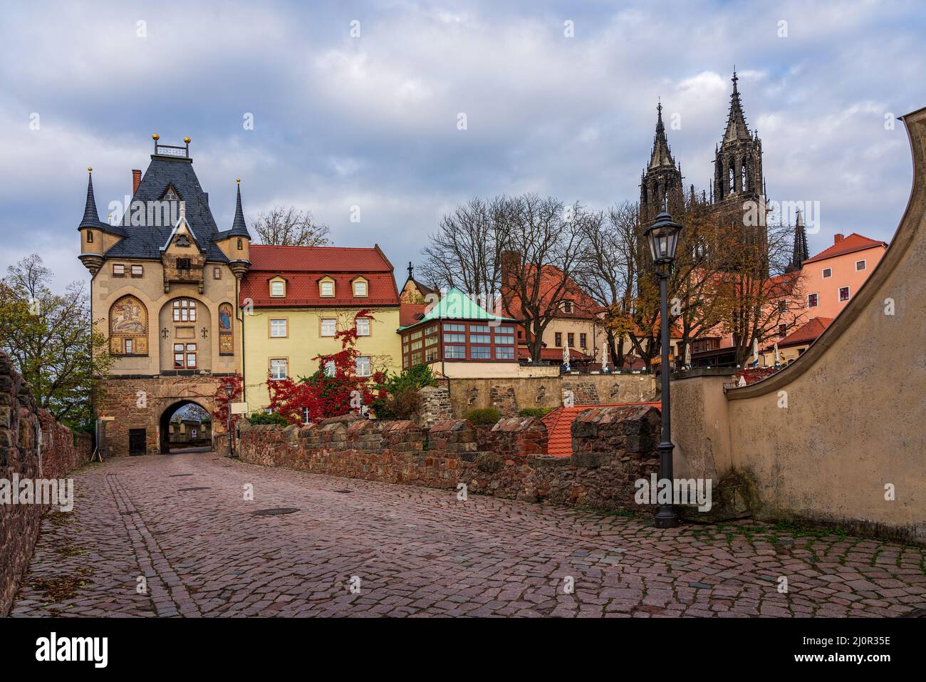 Meissen old town with the middle castle gate Stock Photo - Alamy