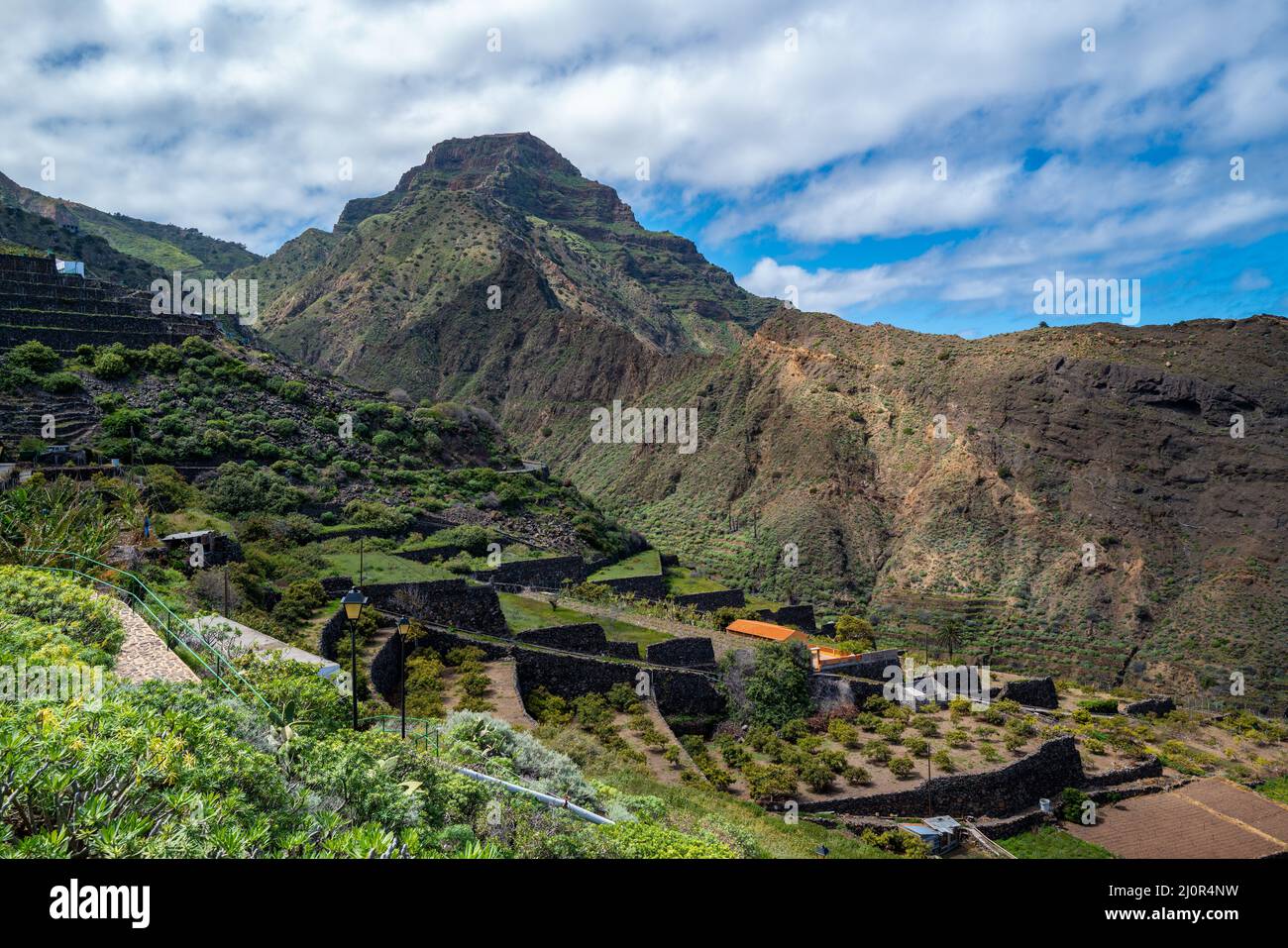 Landscape and farmland in the Hermigua valley on La Gomera Stock Photo - Alamy