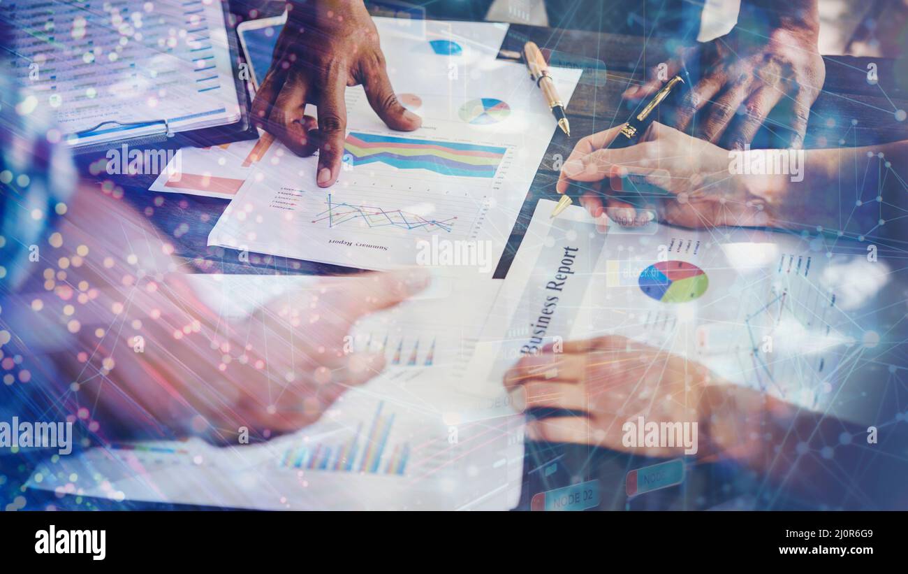 Team analysis on data transformation, big data, IoT, data flow, internet of things Stock Photo ...