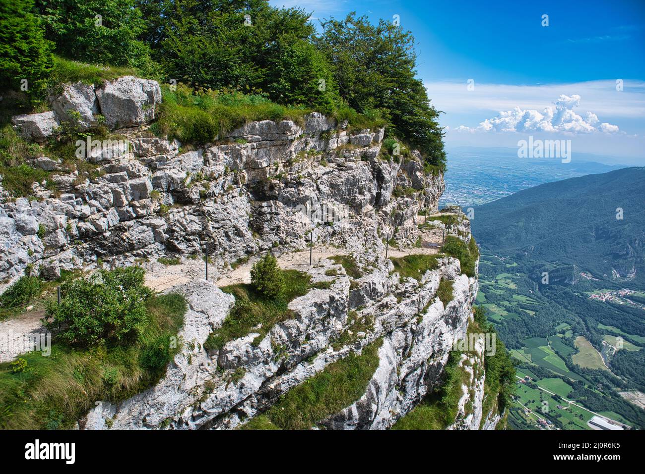 trail on Monte Cengio on the Asiago plateau, in Italy. Tragic World War ...