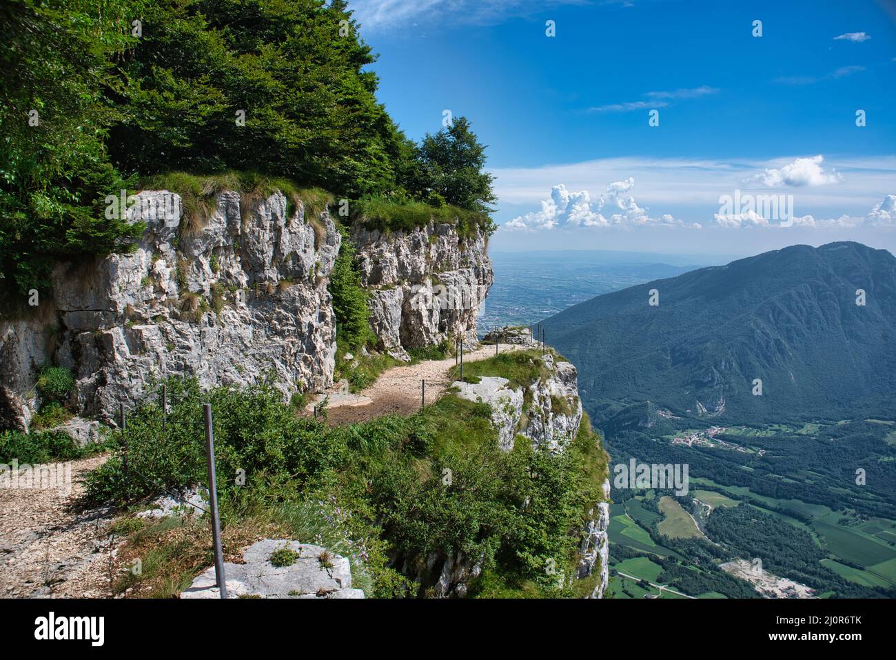trail on Monte Cengio on the Asiago plateau, in Italy. Tragic World War ...