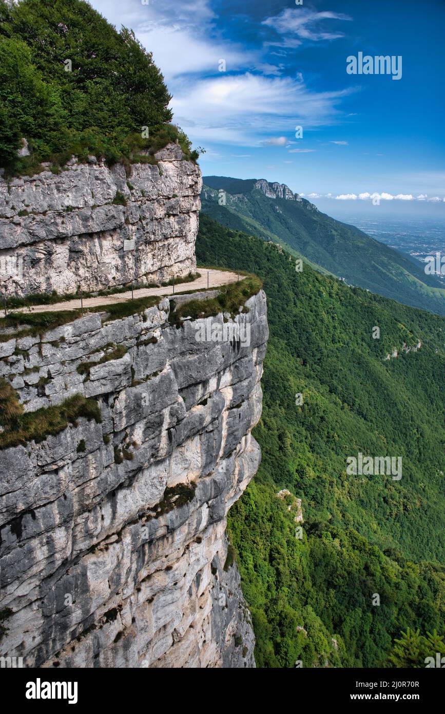 panorama of Monte Cengio on the Asiago plateau, in Italy. Tragic ...