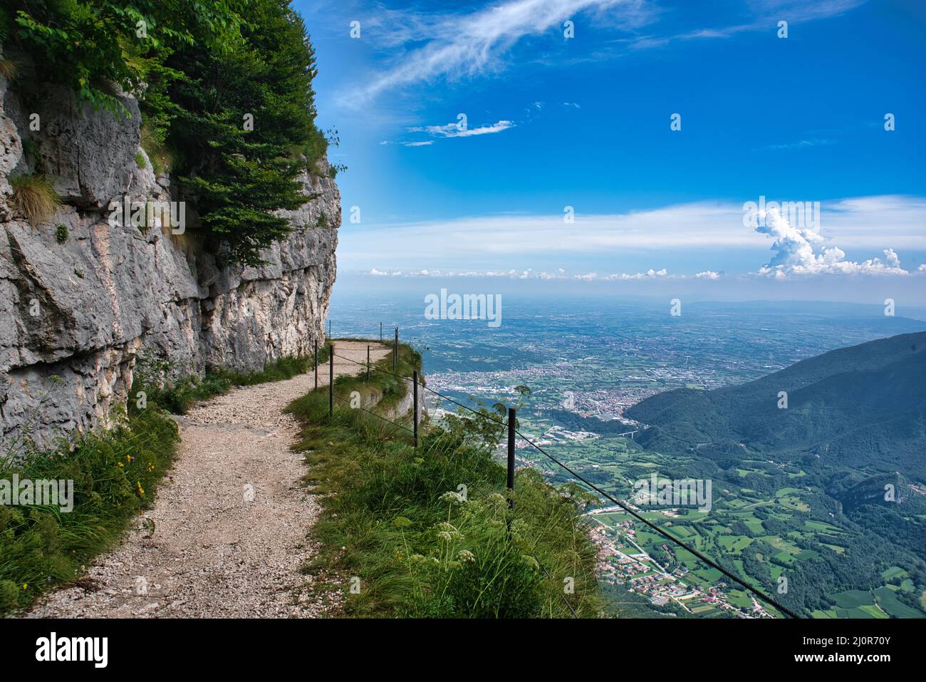 trail on Monte Cengio on the Asiago plateau, in Italy. Tragic World War ...