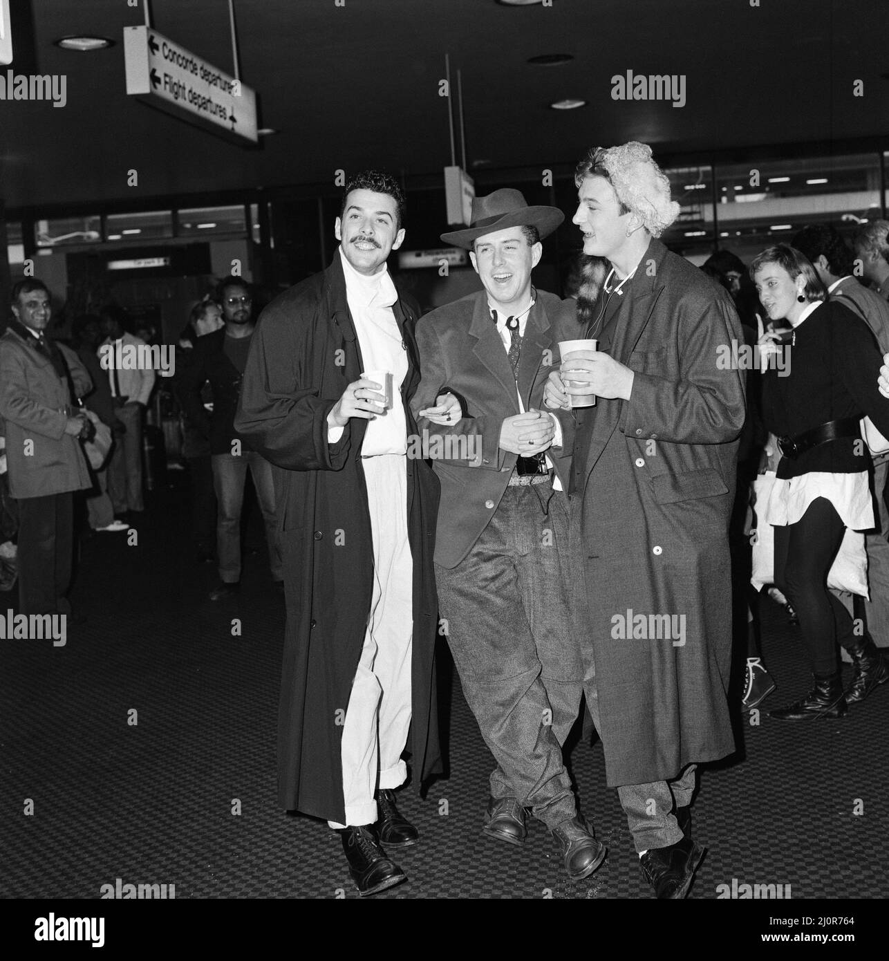 Frankie Goes To Hollywood band members pictured at London Airport. Left ...