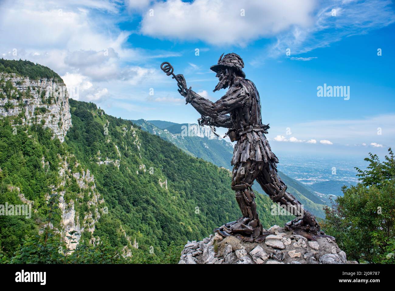 July 22, 2018 Asiago, Italy: the Cengio grenadier built with shrapnel ...