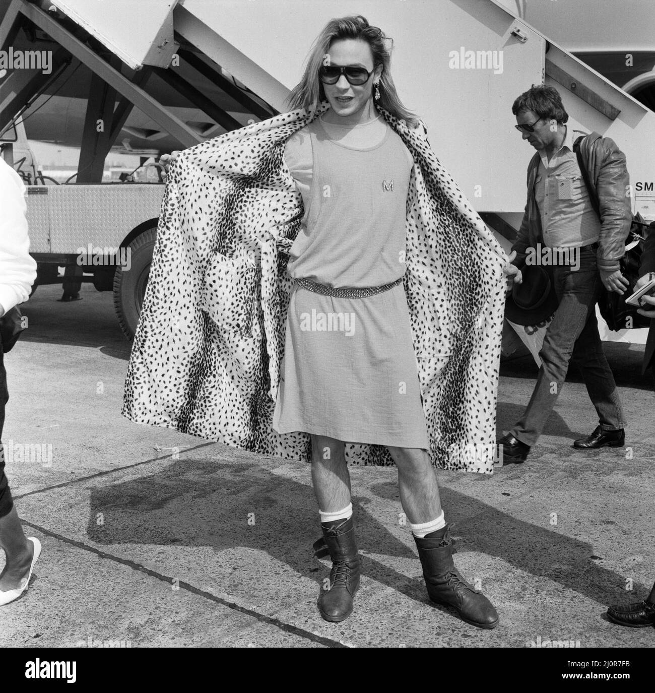 Pop star Marilyn at Heathrow Airport. 14th april 1984 Stock Photo - Alamy