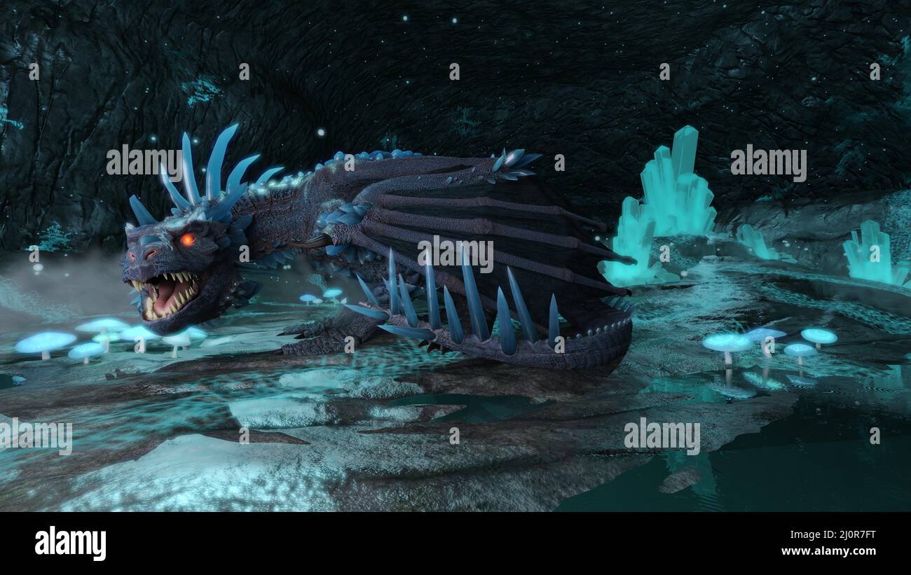 3d-illustration of a fantasy crystal dragon creature Stock Photo - Alamy