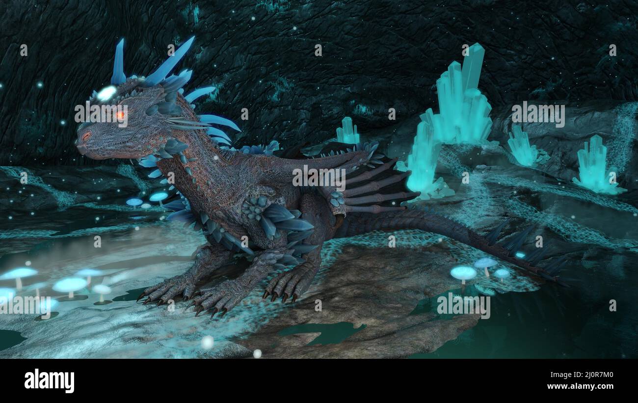 3d-illustration of a fantasy crystal dragon creature Stock Photo - Alamy