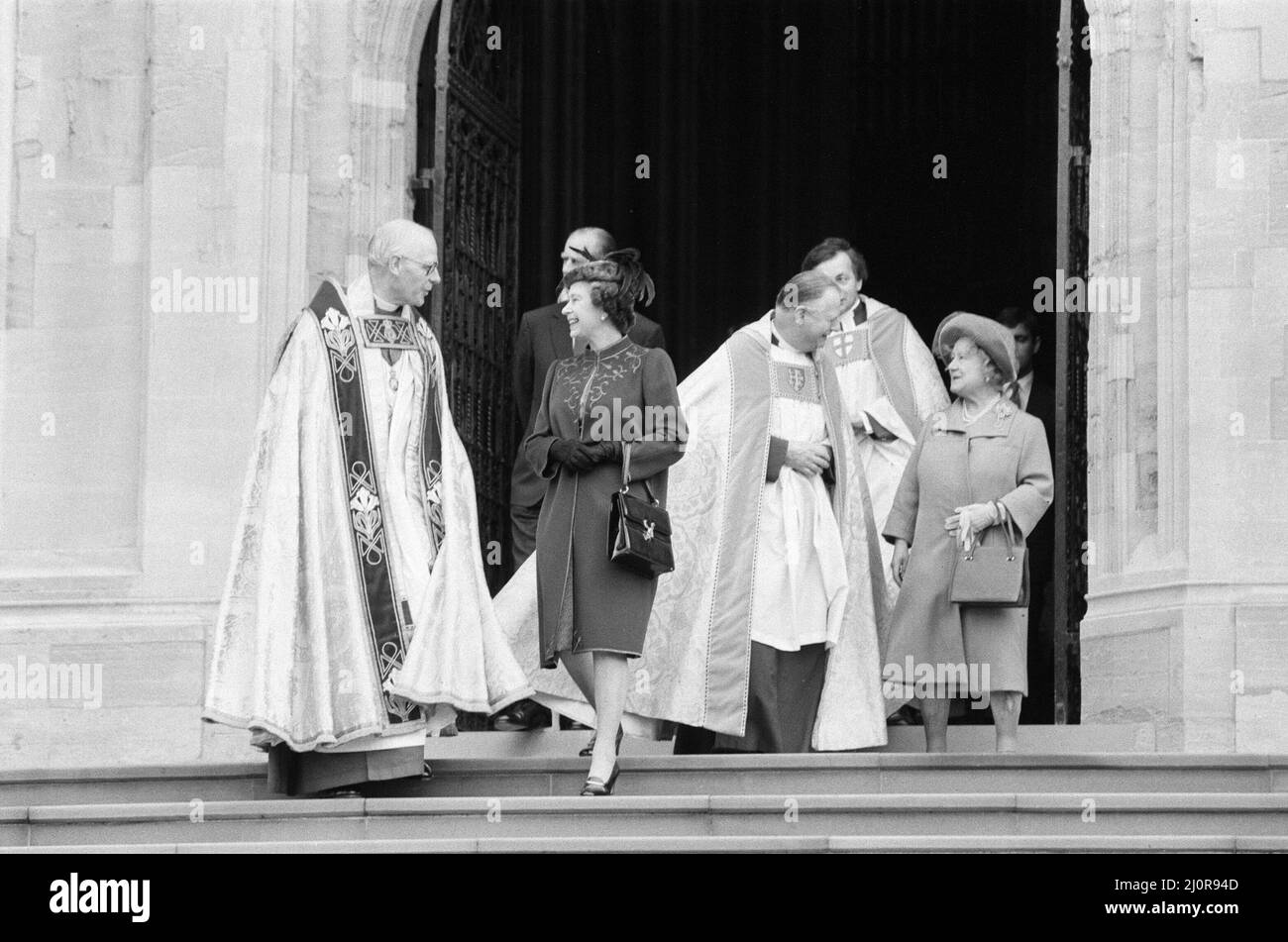 The Royal family pictured at St George's Chapel, Windsor, after the ...
