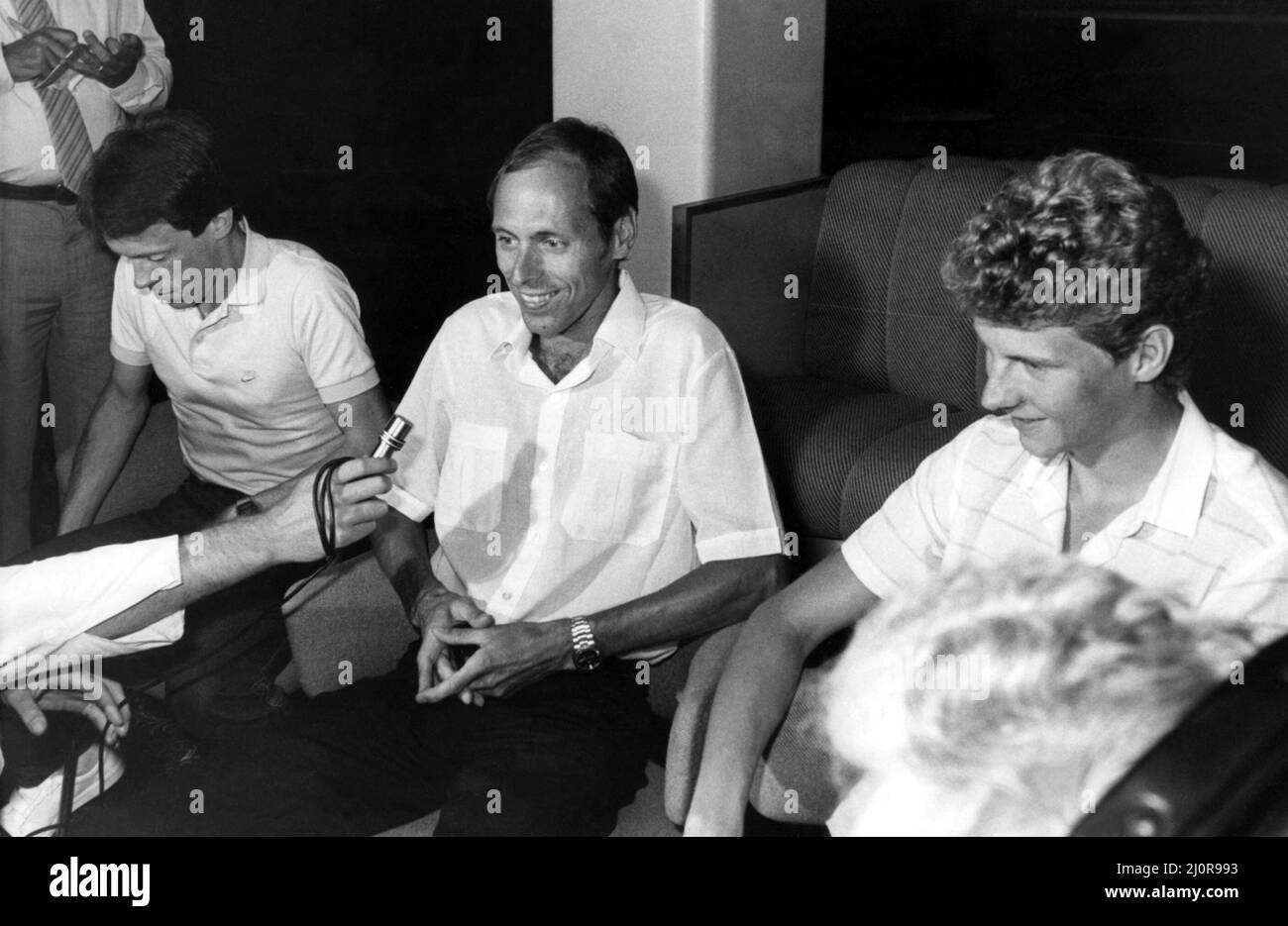 Athlete Steve Cram Charlie Spedding, Mike McLeod and Steve Cram show ...