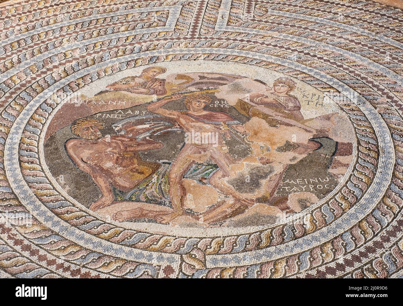 The House of Aion, Paphos, Cyprus: Mosaic floor depicted in a medallion ...