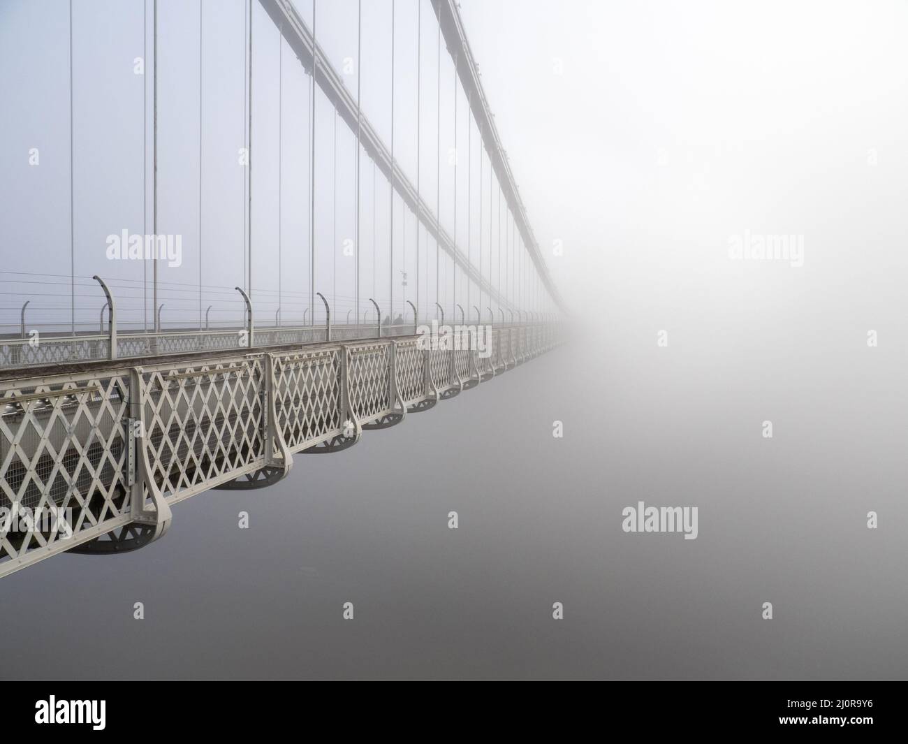 The Clifton Suspension Bridge disappearing into the mist on a foggy ...