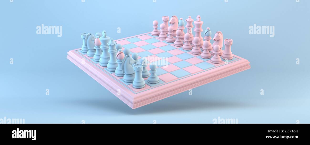 Chess board Starting position 3D Stock Photo - Alamy