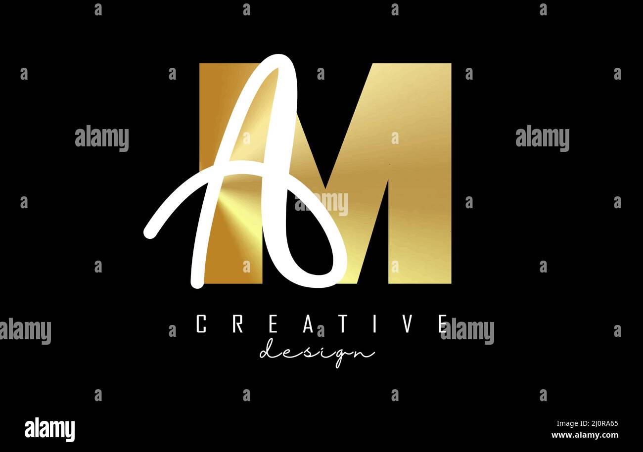 Golden Letters MA logo with a minimalist design. Letters M and A with ...