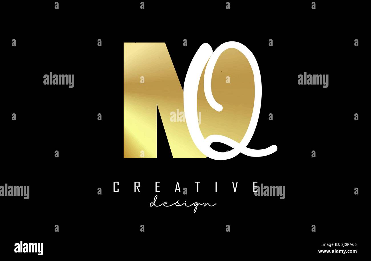 Golden Letters MQ logo with a minimalist design. Letters M and Q with ...
