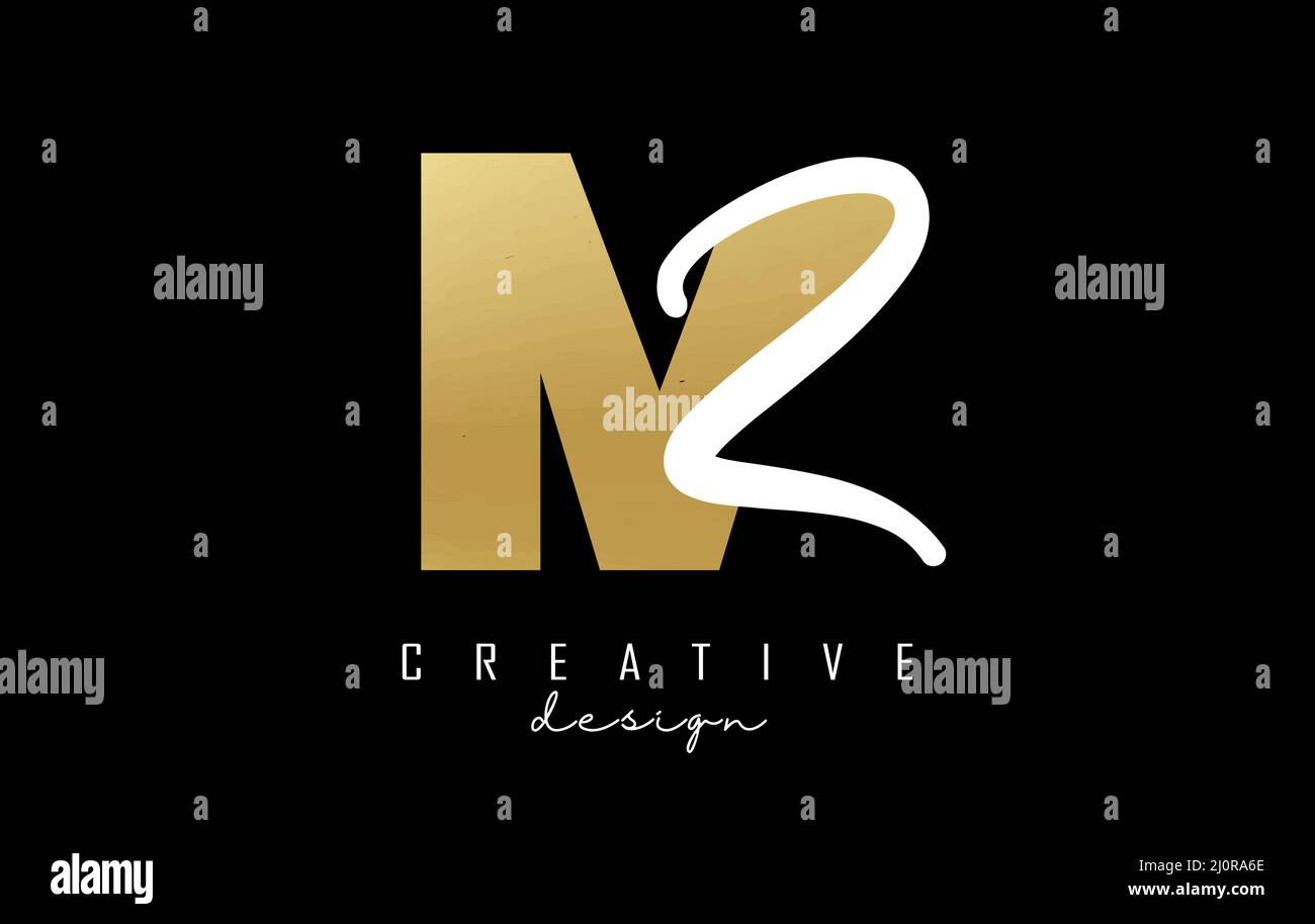 Golden Letters MZ logo with a minimalist design. Letters M and Z with ... Golden Letters MZ logo with a minimalist design. Letters M and Z with ...