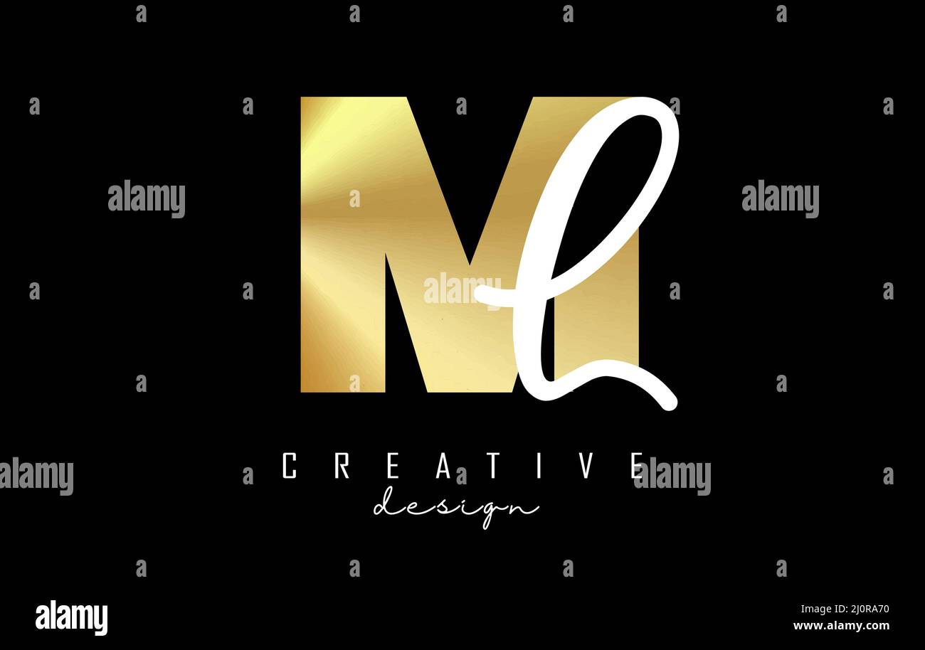 Golden Letters ML logo with a minimalist design. Letters M and L with ...