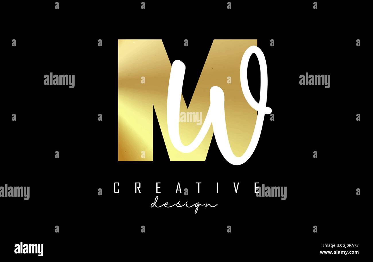 Golden Letters MW logo with a minimalist design. Letters M and W with ...