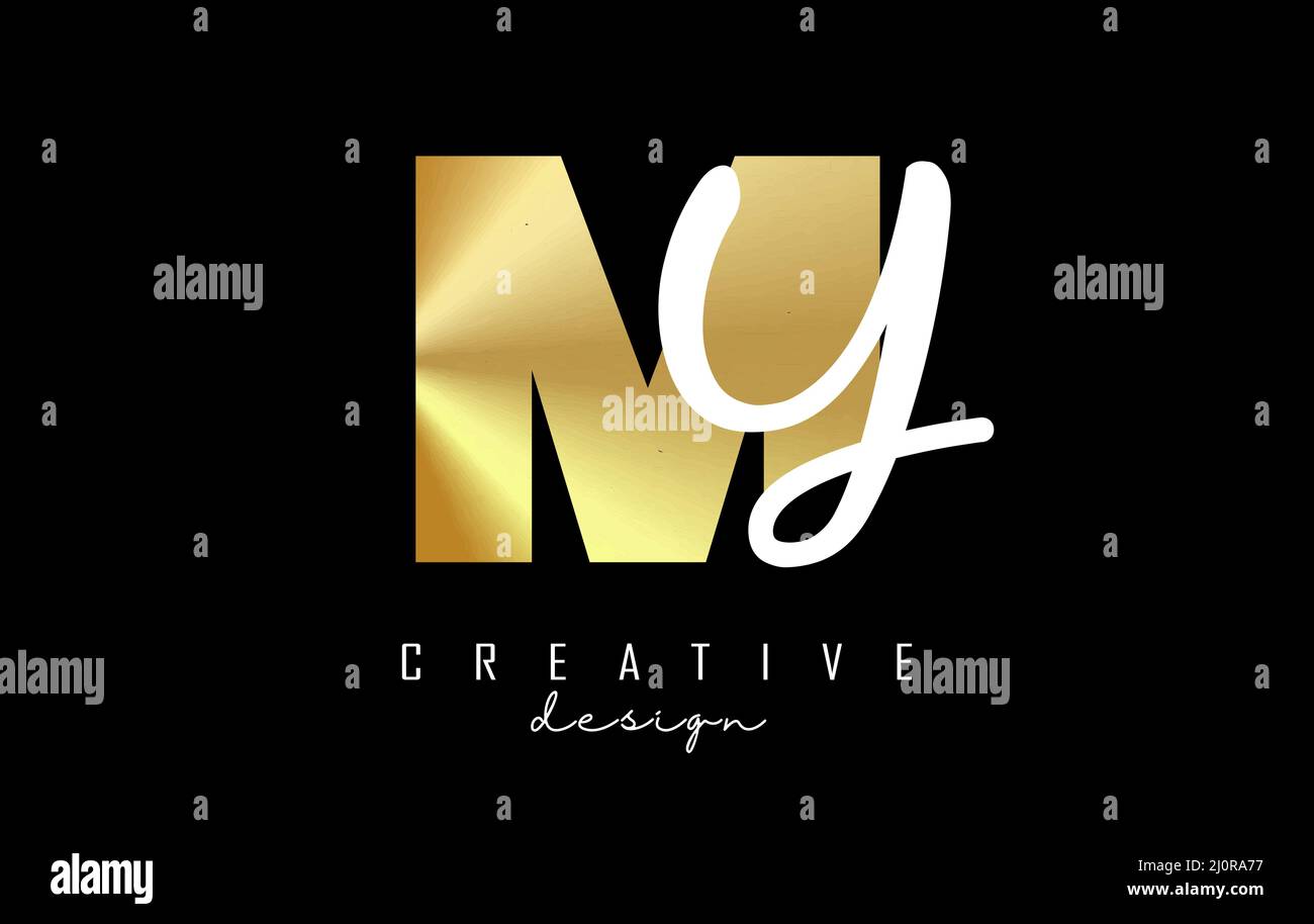 Golden Letters MY logo with a minimalist design. Letters M and Y with ...