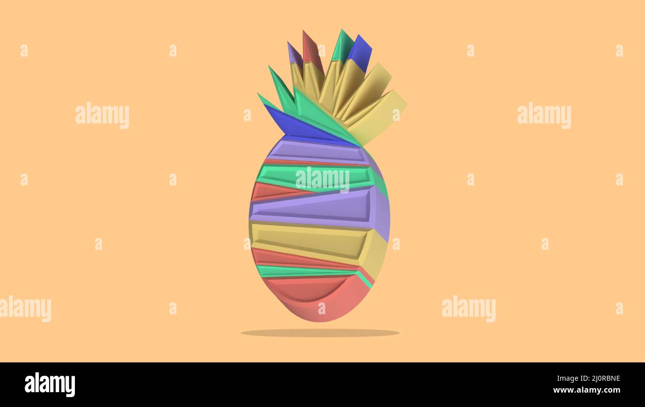 This is a 3D looking 2D image of a Colorful Pineapple Stock Photo - Alamy