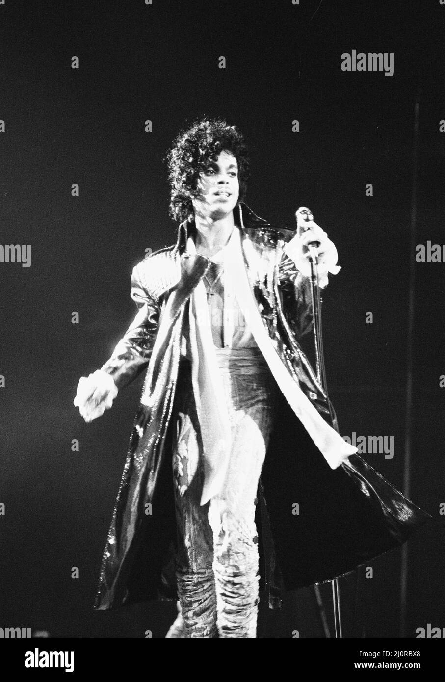 Prince performing on stage at the Joe Louis Arena, Chicago 11th ...