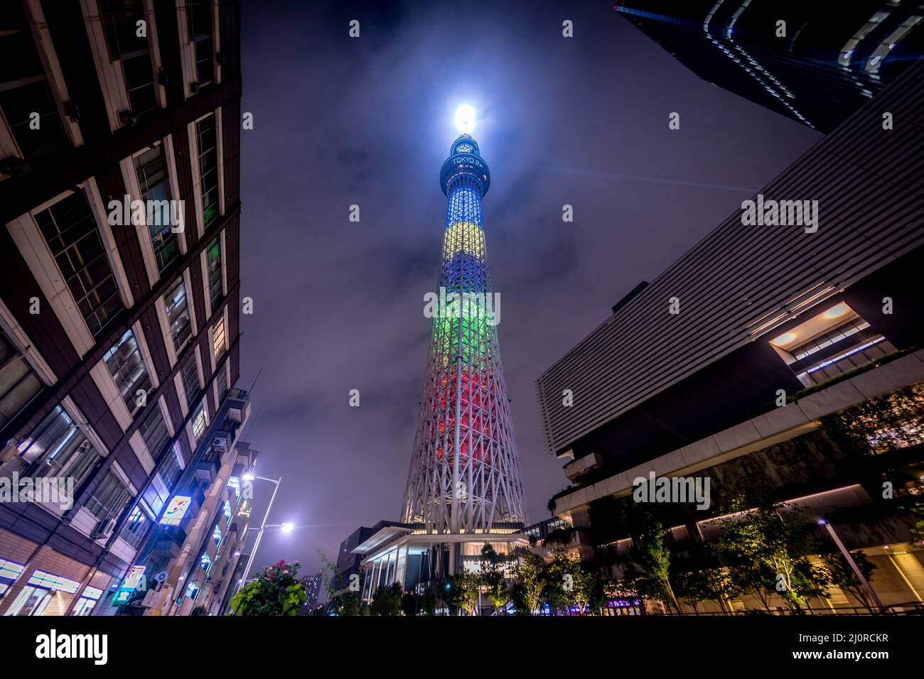 Tokyo Sky Tree of Olympic color Stock Photo - Alamy