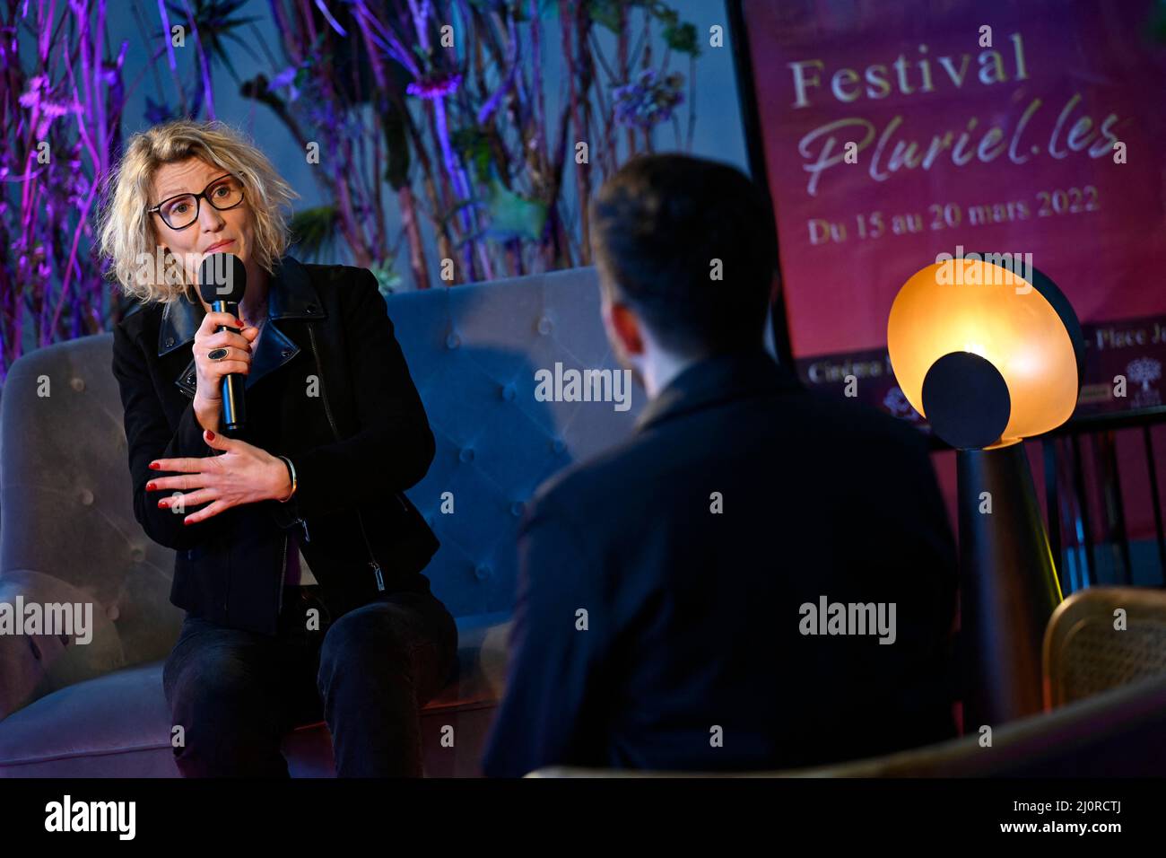 Actress and director Alexandra Lamy, with Quentin Delcourt, presents ...