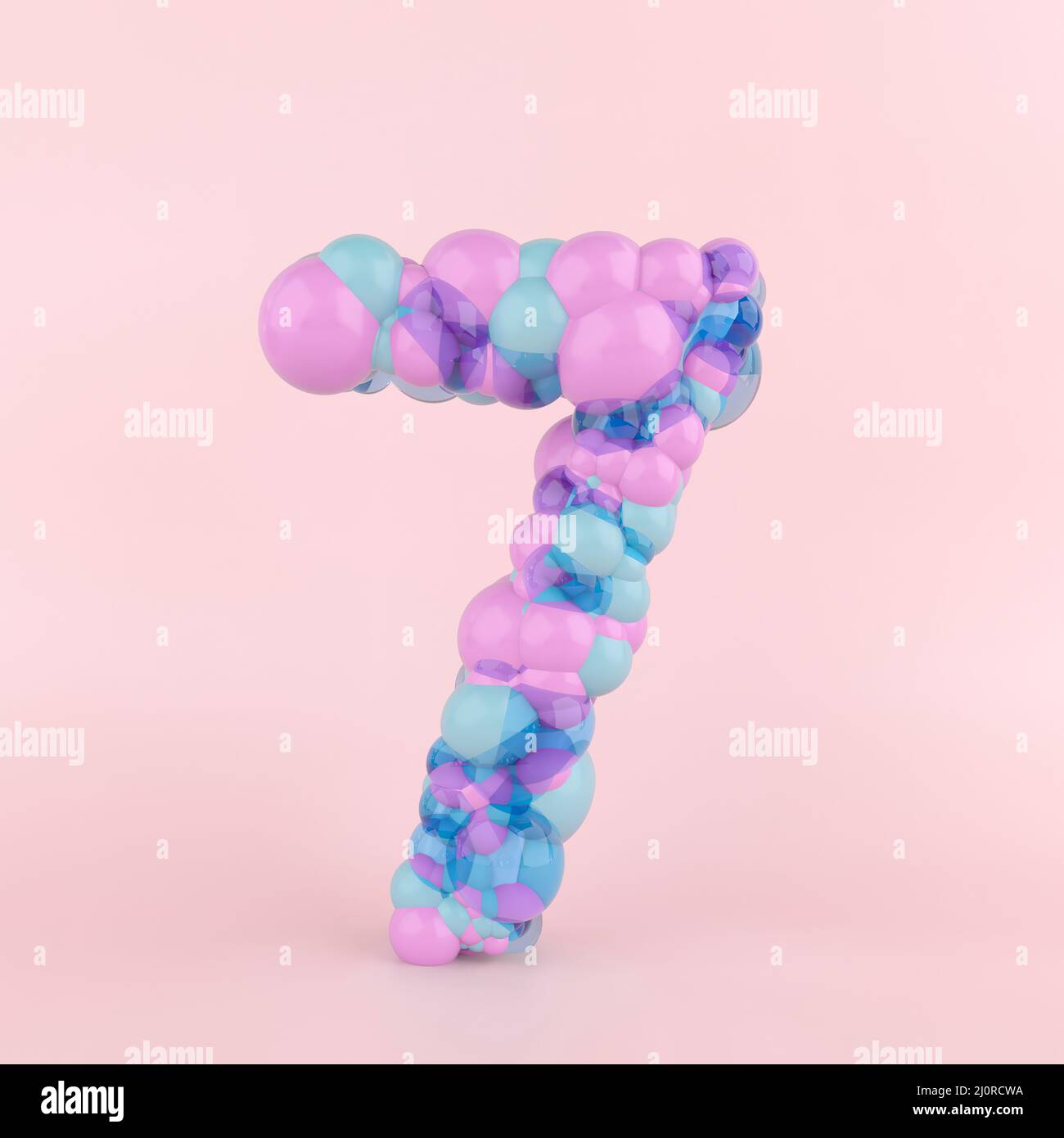 Creative number seven 7 concept made of colorful pastel balloons ...