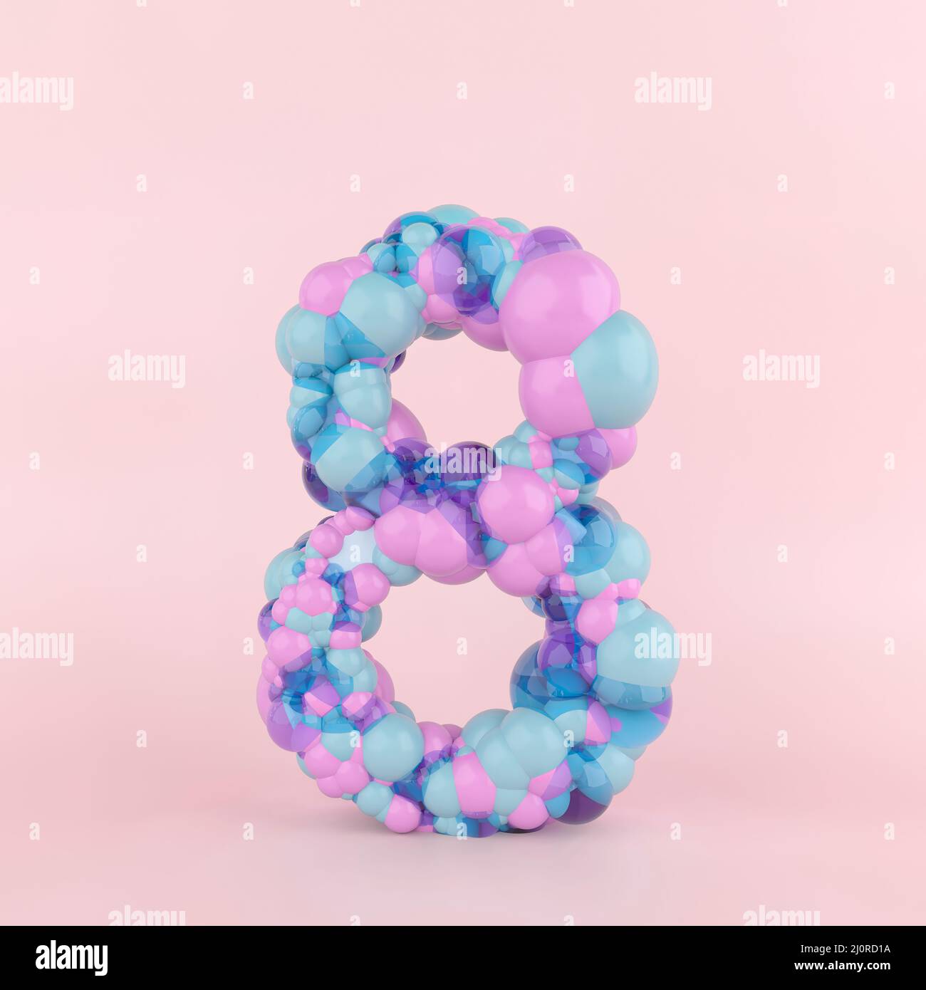 Creative number eight 8 concept made of colorful pastel balloons ...
