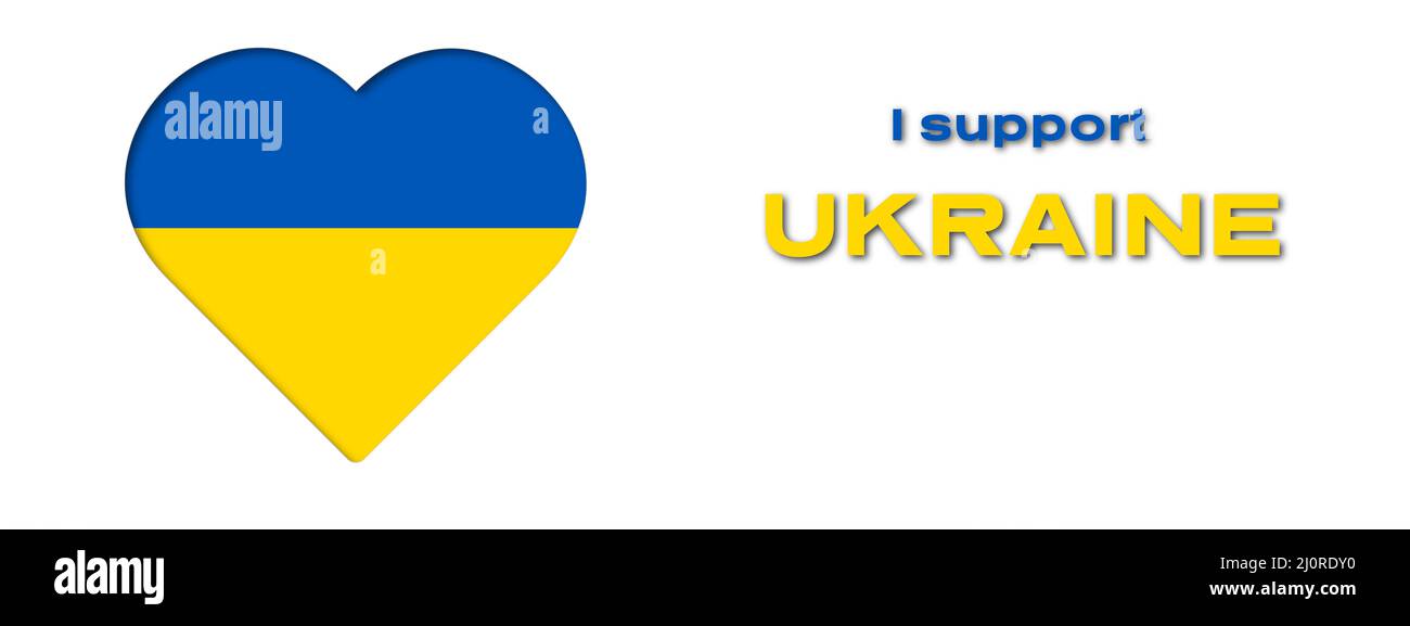 Banner I support Ukraine with heart with colors of Ukrainian flag Stock ...