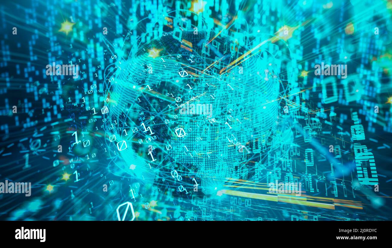 Data flowing from the globe, data transformation, big data, artificial ...