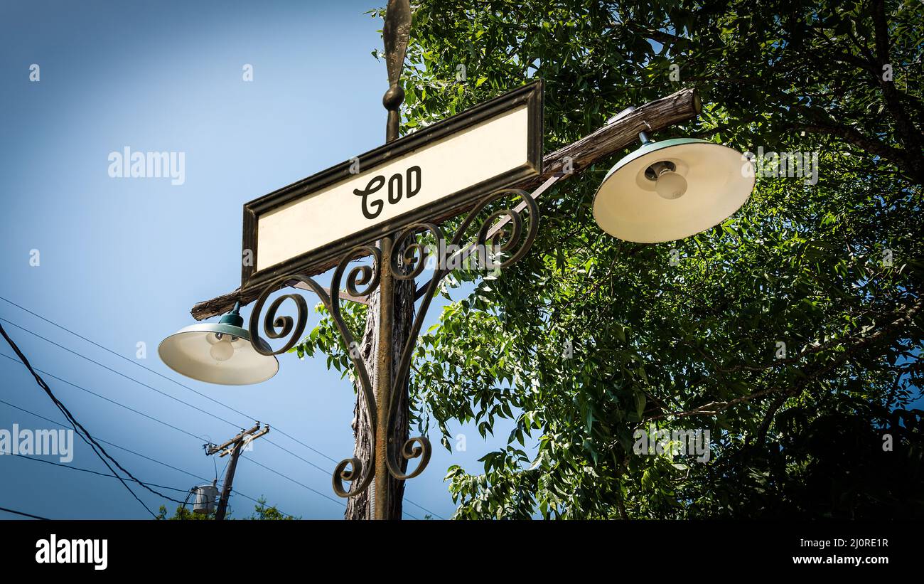 Street Sign the Direction Way to God Stock Photo - Alamy
