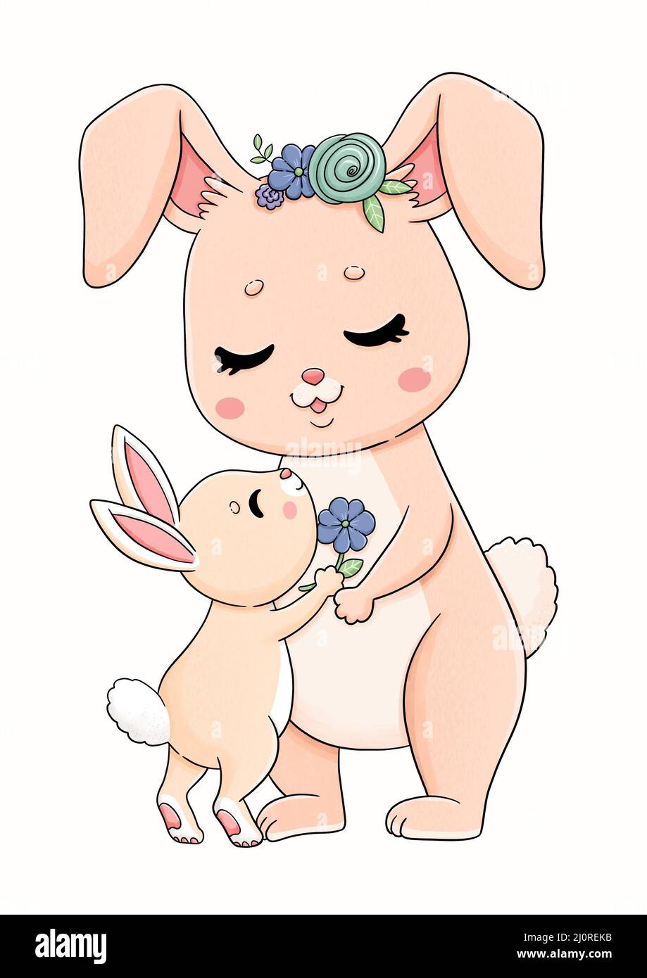 Family of cute rabbits - mother and son Stock Photo - Alamy