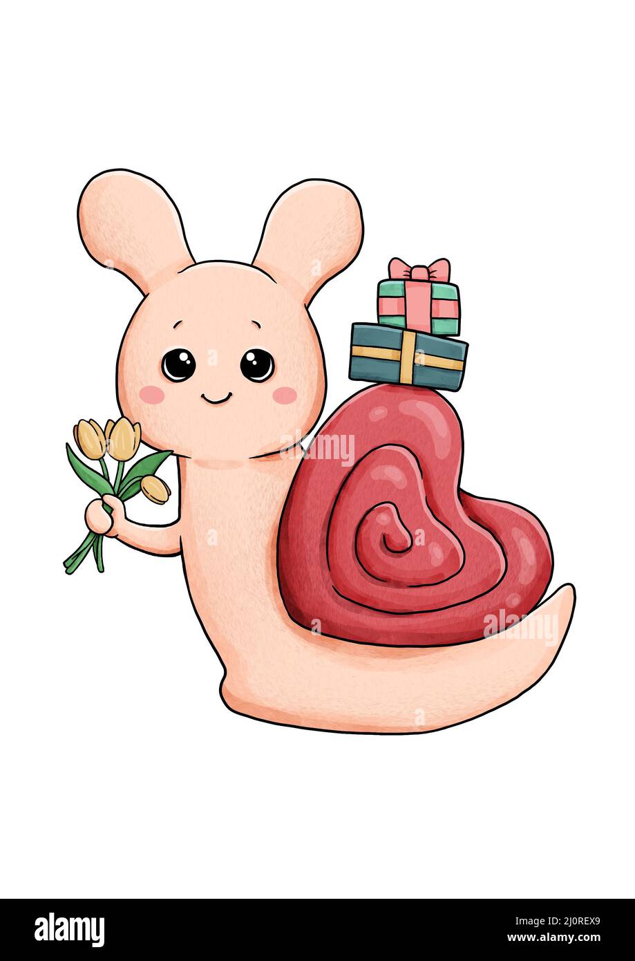 Flower gift box doodle Cut Out Stock Images & Pictures - Alamy