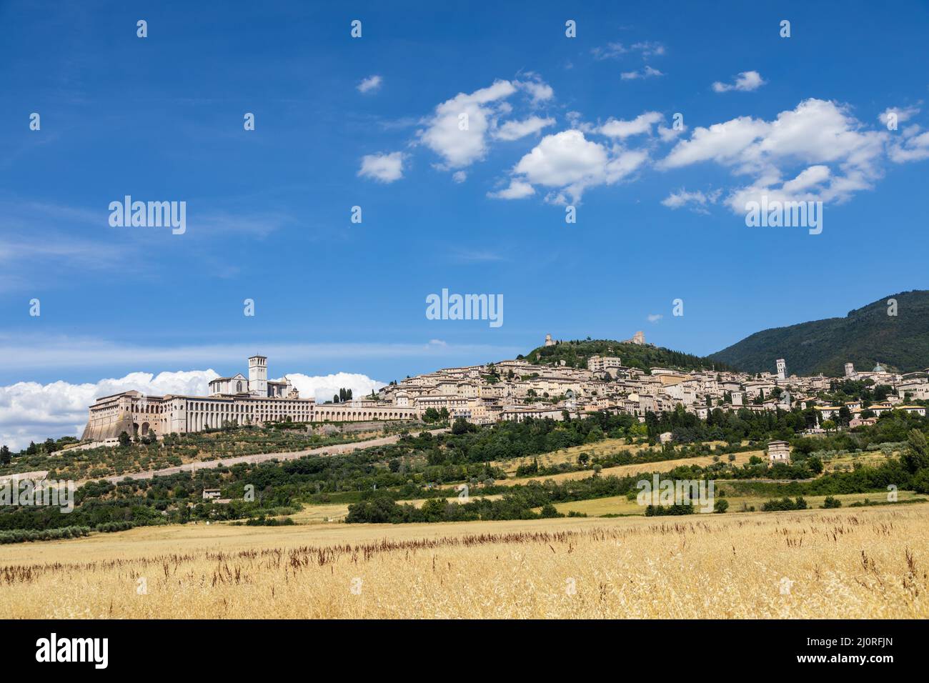 Assisi village in Umbria region, Italy. The town is famous for the most ...