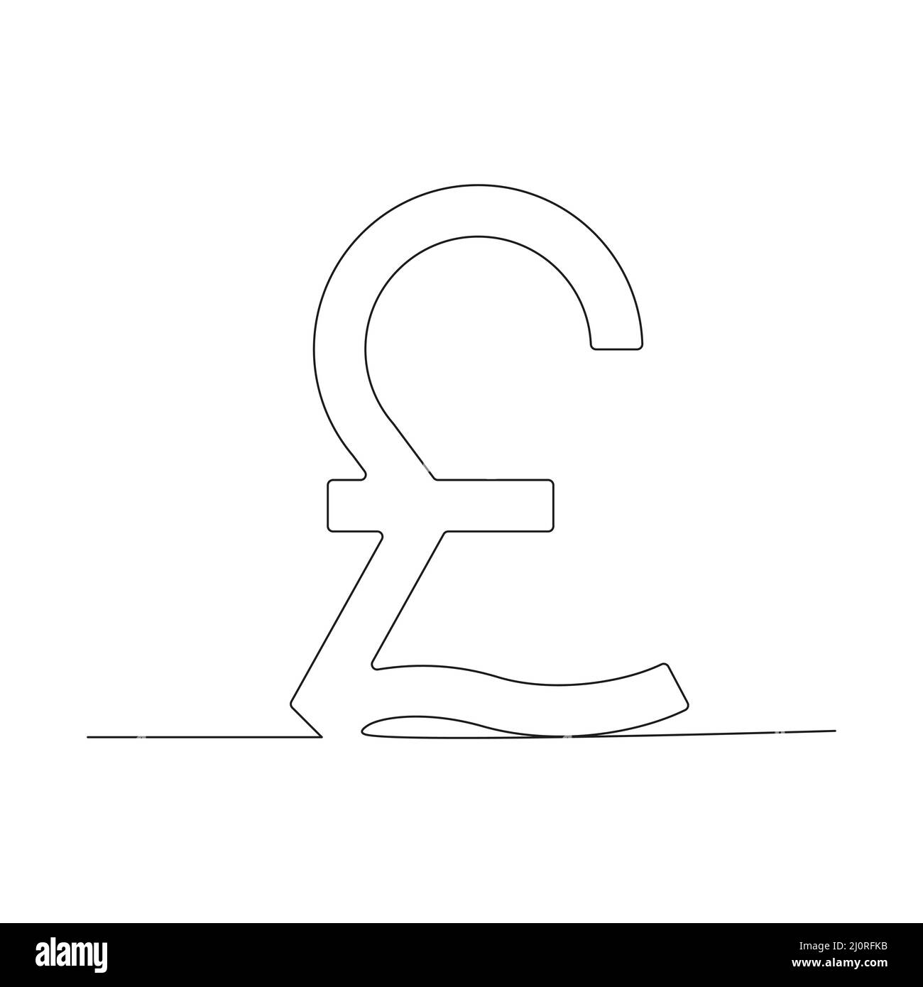 British pound sterling one line drawing symbol. Vector isolated on ...