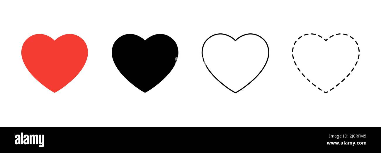 Set hearts icon. Different type hearts shapes collection. Love sign ...