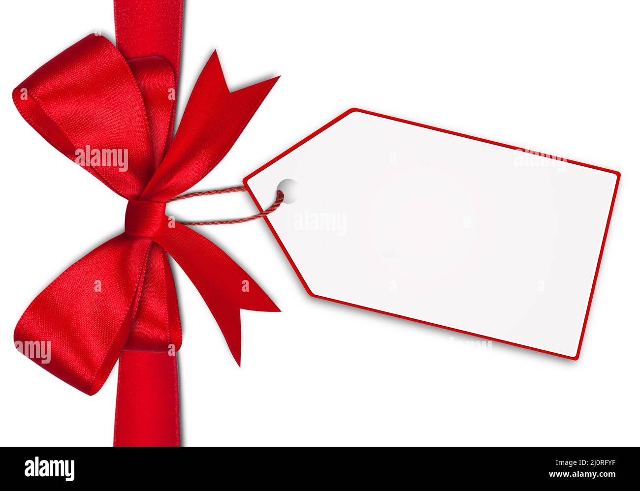 Gift card note with ribbon on isolated background Stock Photo - Alamy