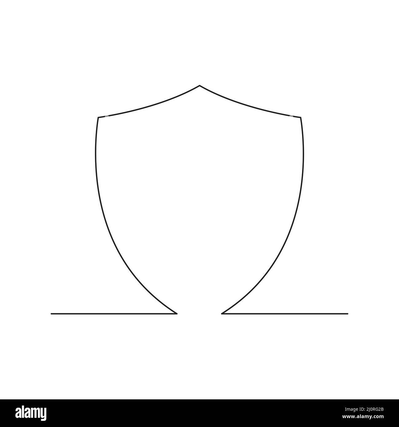 Shield continuous line sign. Security and protector symbol one line ...