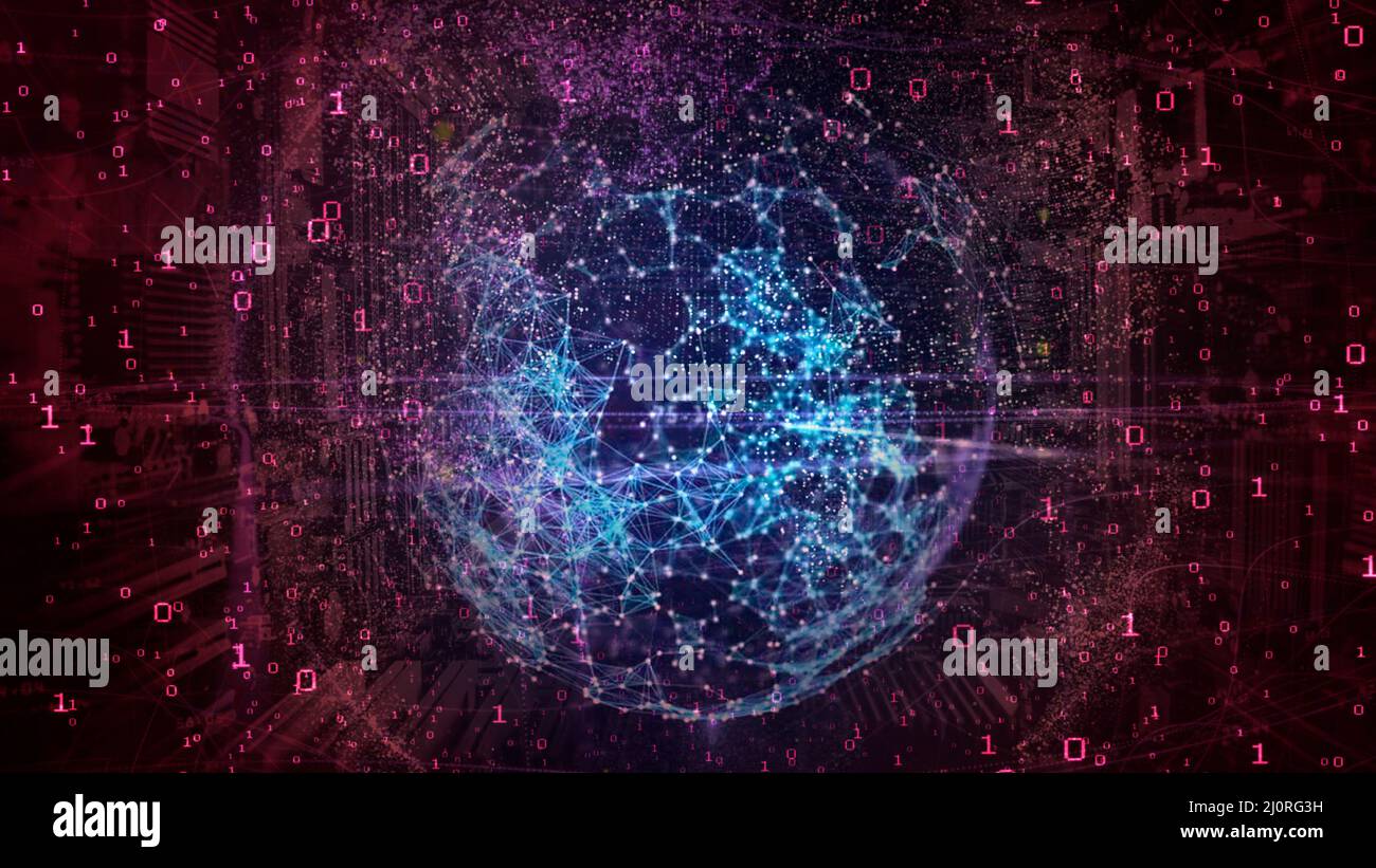 Digital globe full of data with zero ones flow from it, connectivity ...