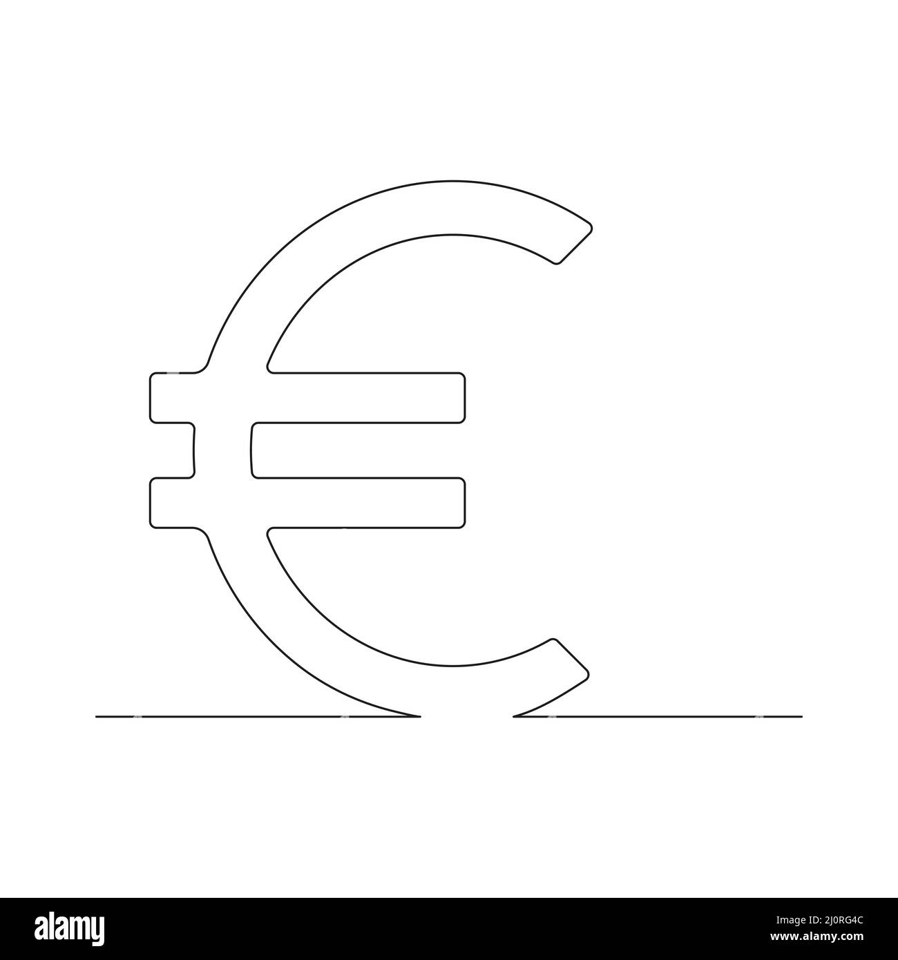 Euro one line drawing symbol. Vector isolated on white Stock Vector ...