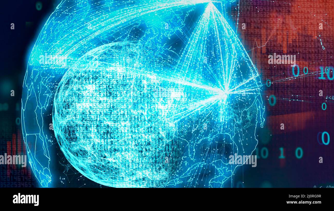 Data flowing through the smart globe, data transformation, cyber chain ...