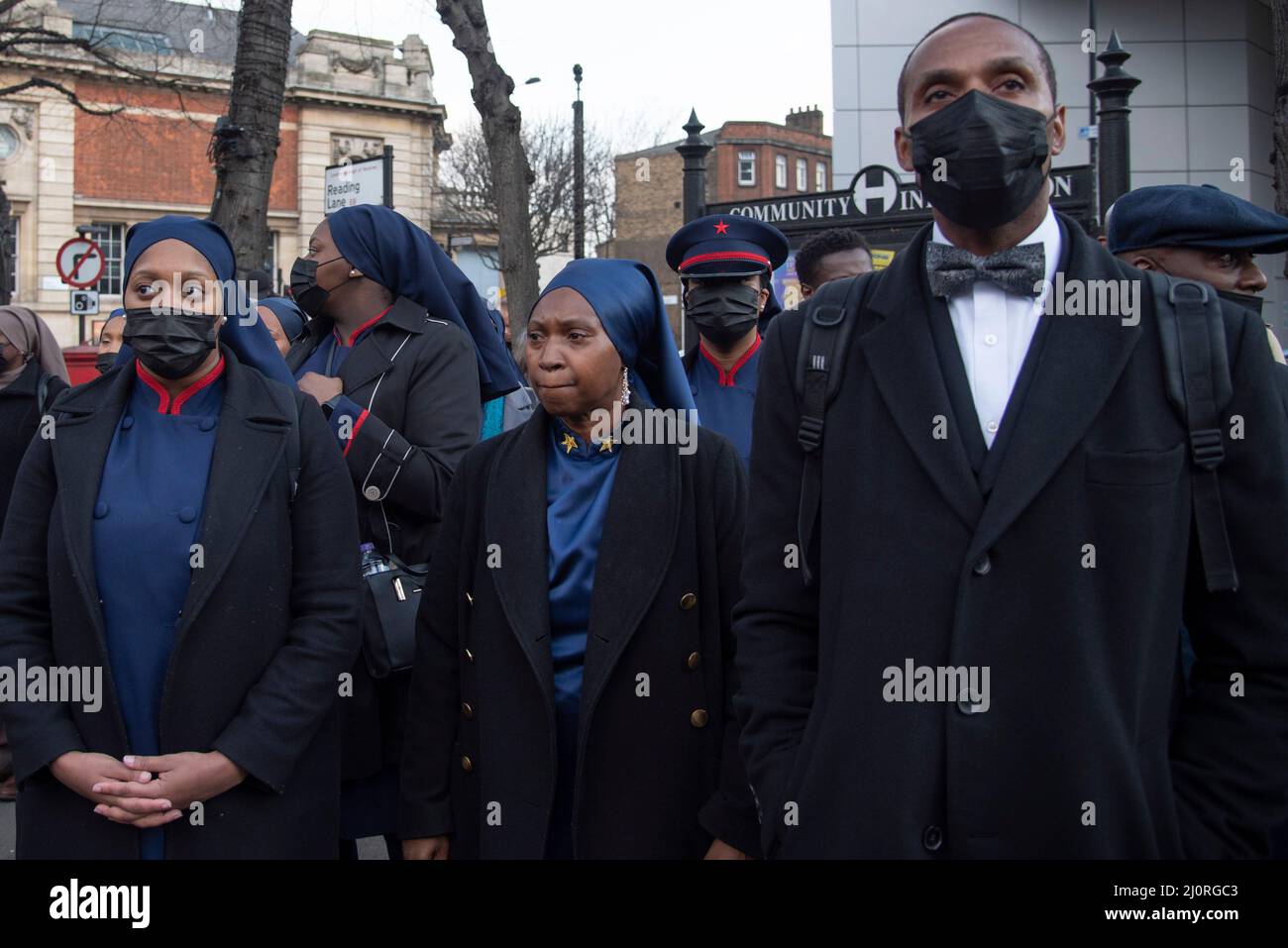 London, UK. 20th Mar, 2022. Hundreds of protesters rally outside ...