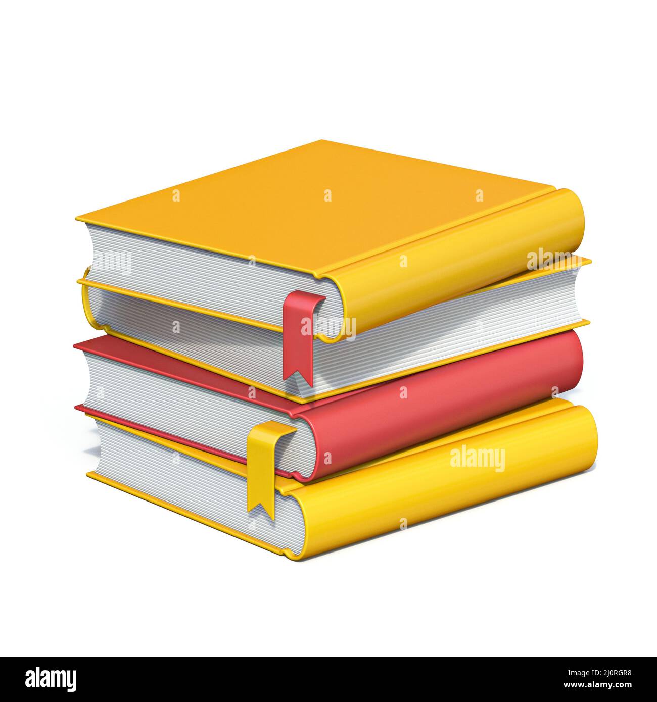 Yellow books and one red 3D Stock Photo - Alamy