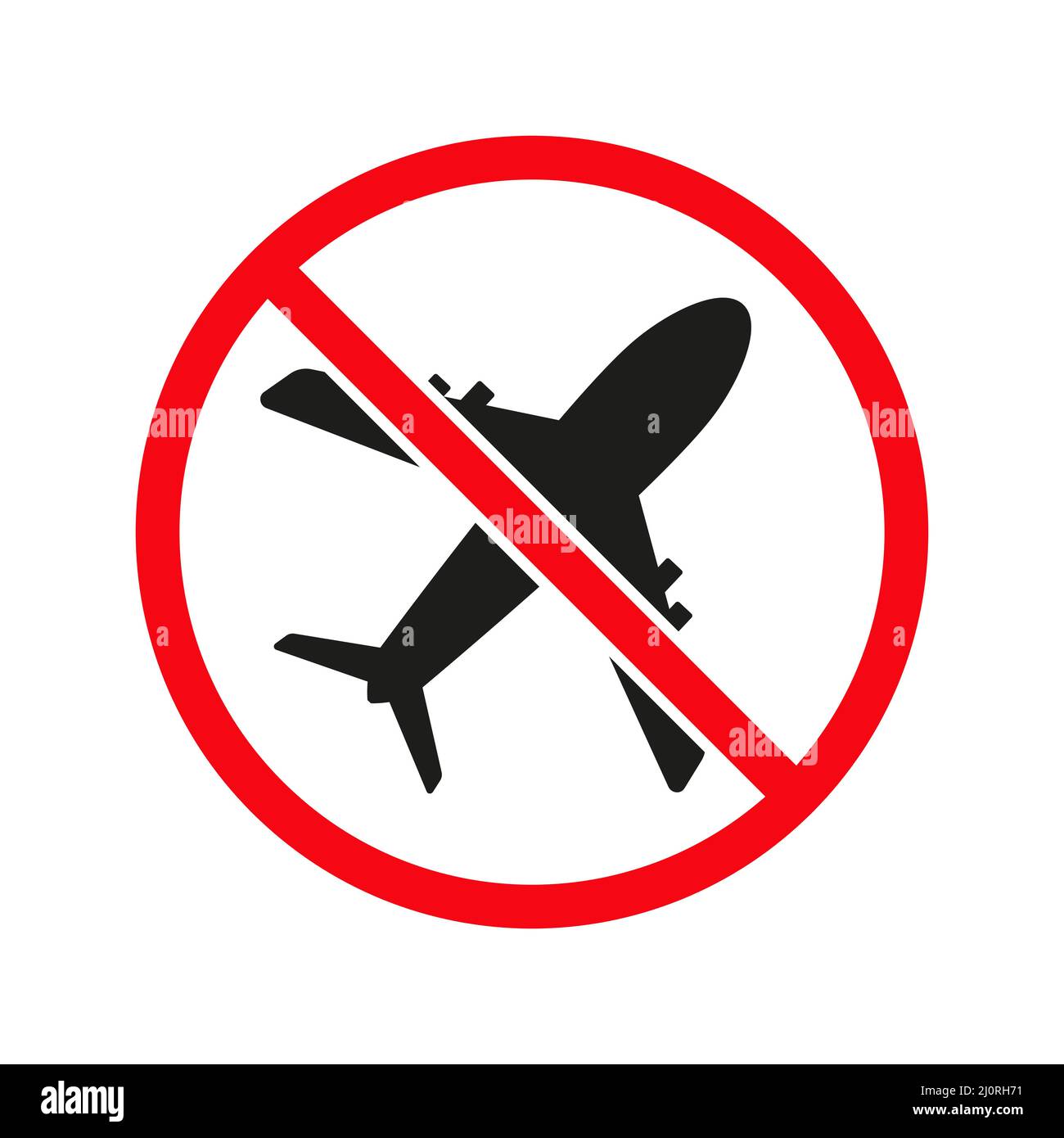 Do not fly icon. Prohibited stop airplane symbol. Closed sky sign ...