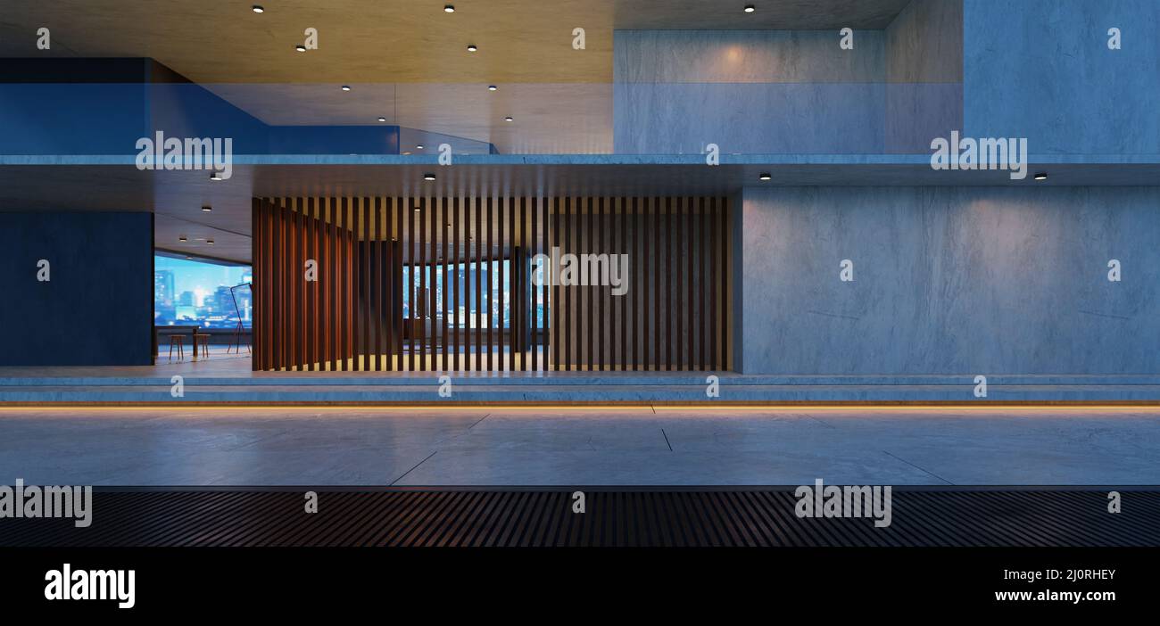 Empty ground with steel pavement in front of modern buildings Stock ...