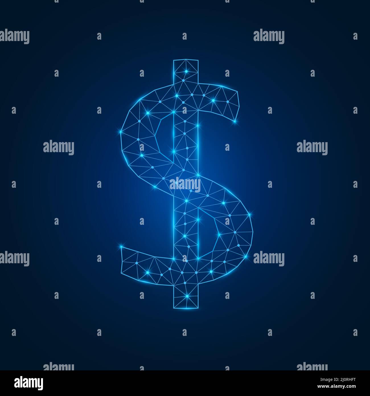 Dollar sign with low poly glowing connected dots. Futuristic dollar ...
