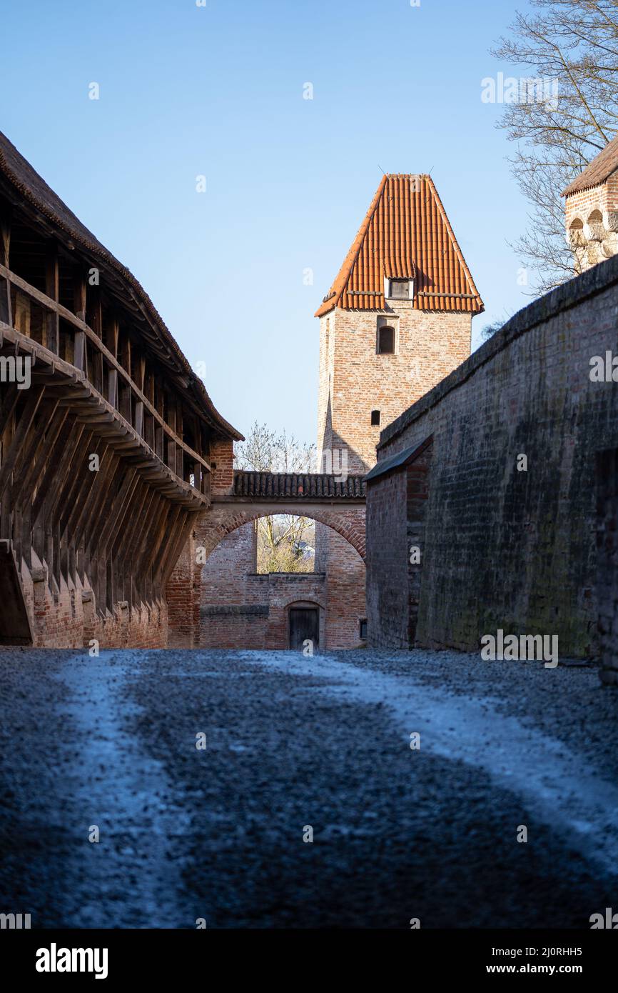 Vertical shot of a historic arched bridge near Castle Trausnitz in ...