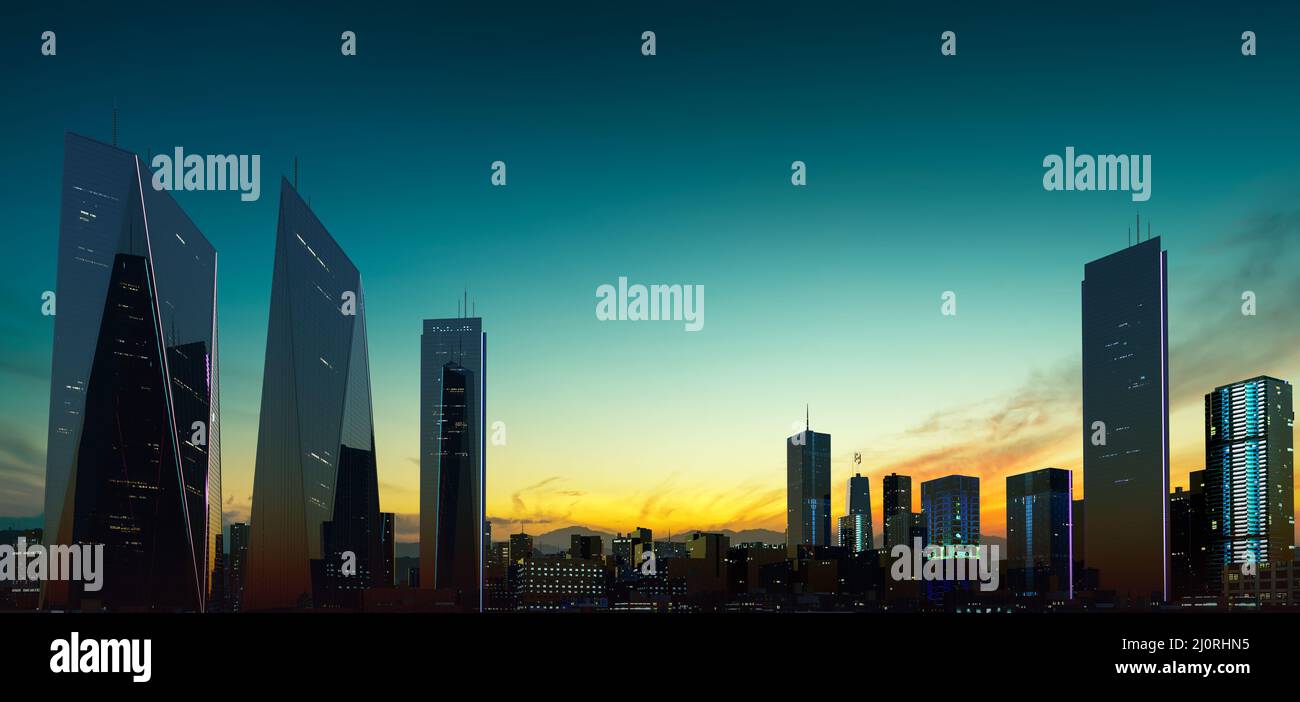 3d rendering modern cityscape skyline Stock Photo - Alamy