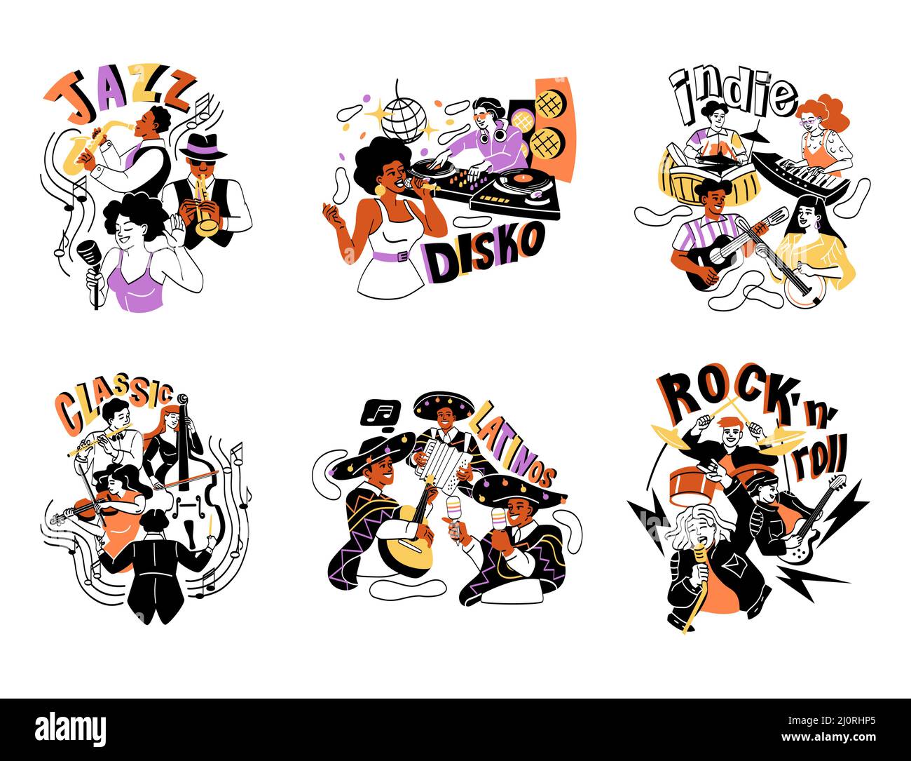 Set of Group portraits of music bands Stock Vector Image & Art - Alamy